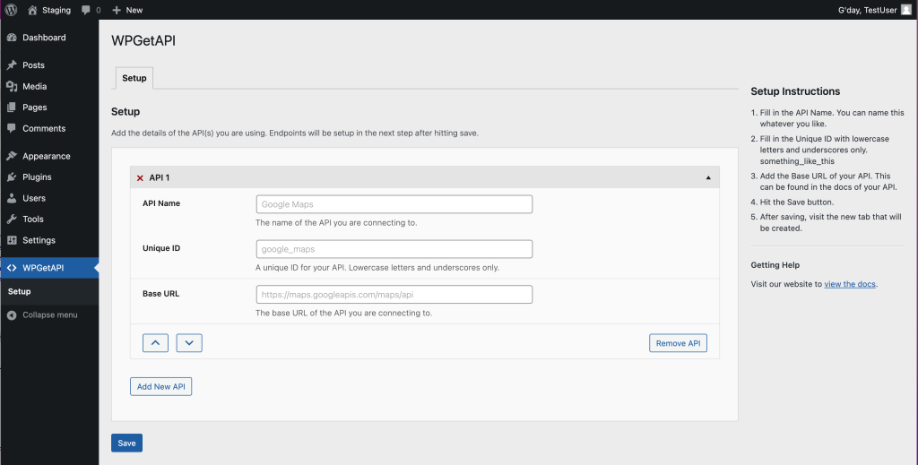 Setup Page | WPGetAPI