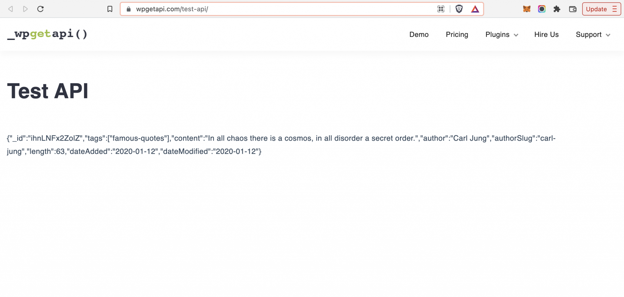Using the template tag - WPGetAPI