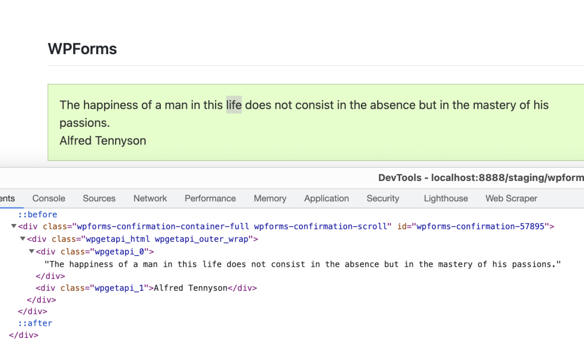 Connect WPForms to API - WPGetAPI