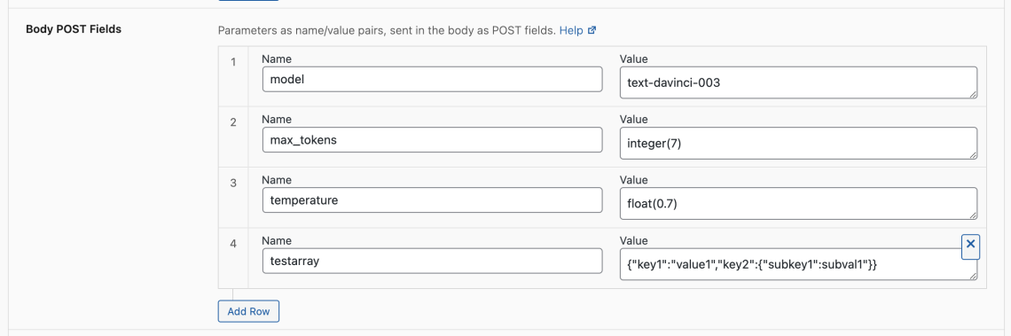 Parameters – Body POST | WPGetAPI