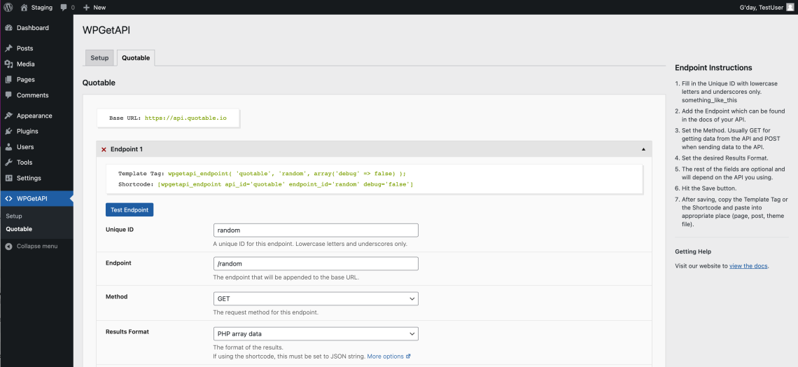Endpoint Page | WPGetAPI Endpoint Page | WPGetAPI