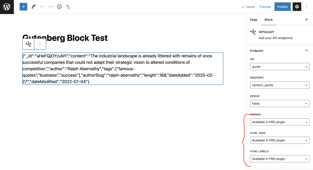 Gutenberg Block - WPGetAPI