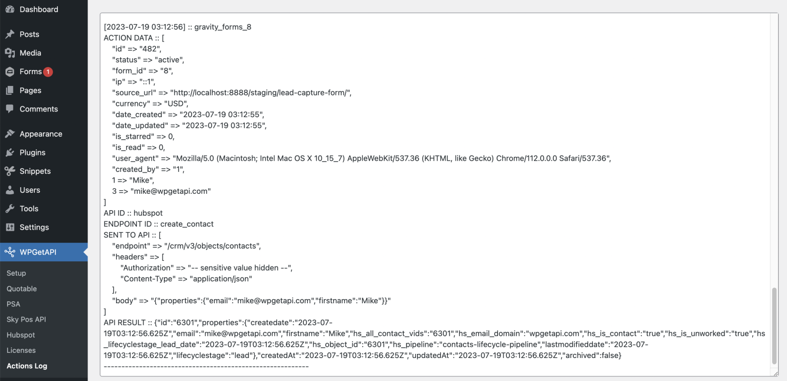 Gravity Forms to API - WPGetAPI