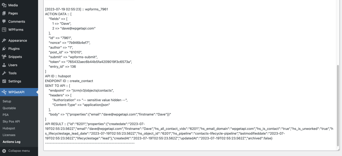 WPForms to API - WPGetAPI